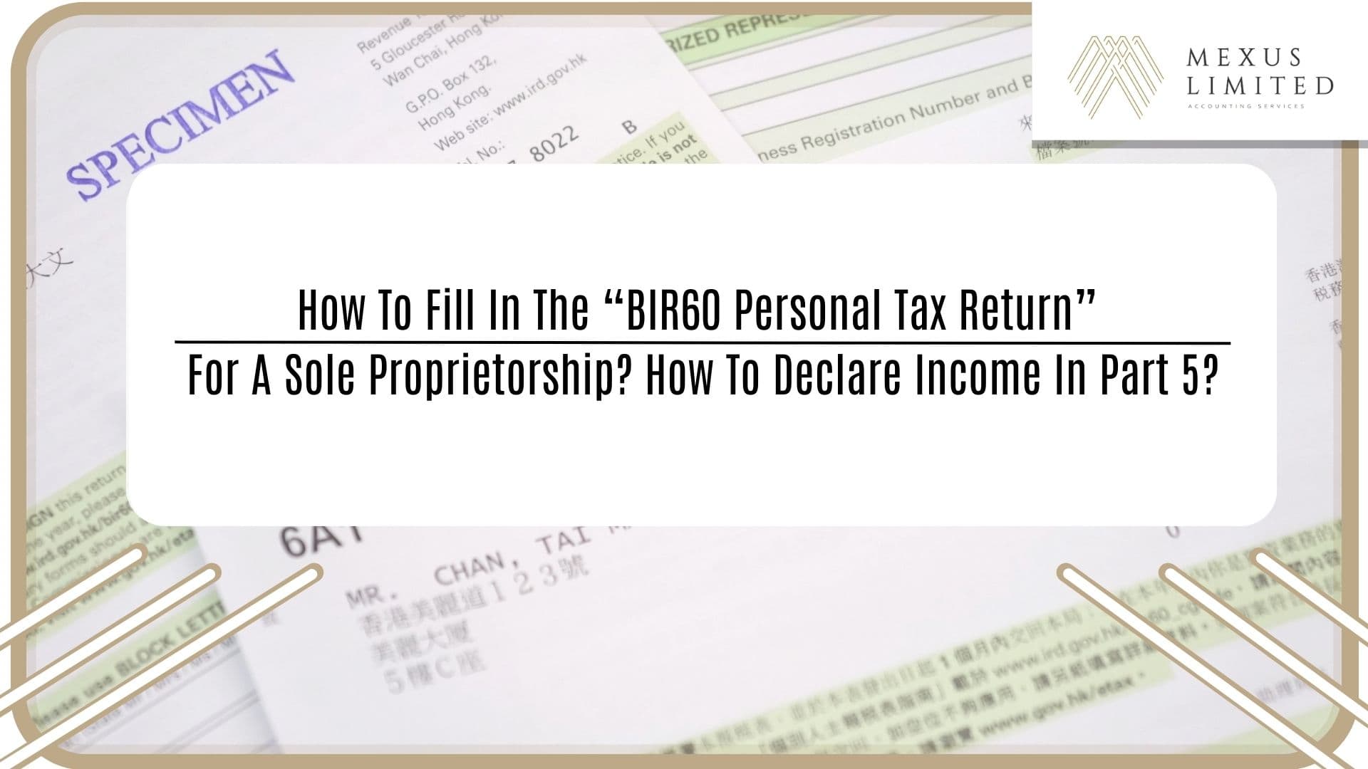 How to fill in the "BIR60 Personal Tax Return" for a sole ...